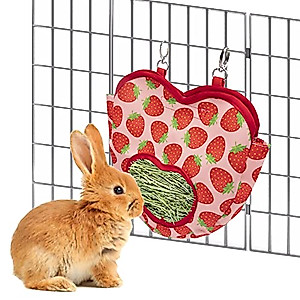 Coppthinktu Rabbit Hay Feeder, Hanging Guinea Pig Hay Feeder, Hay Feeder Rabbit Feeder Hay Feeder Guinea Pig, Small Animal Feeding & Watering Supplies, Suitable for Rabbits, Guinea Pigs, Strawberry