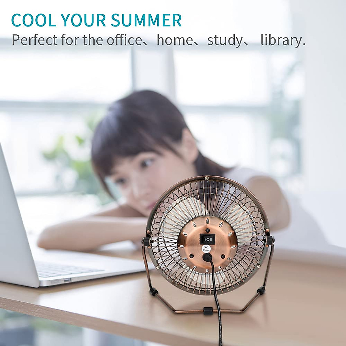 ALPIAZ 6 Inch Blade Desktop USB Fan, USB Powered, Personal Table Fan, Mini Cooling Fan, Small Desk Fan