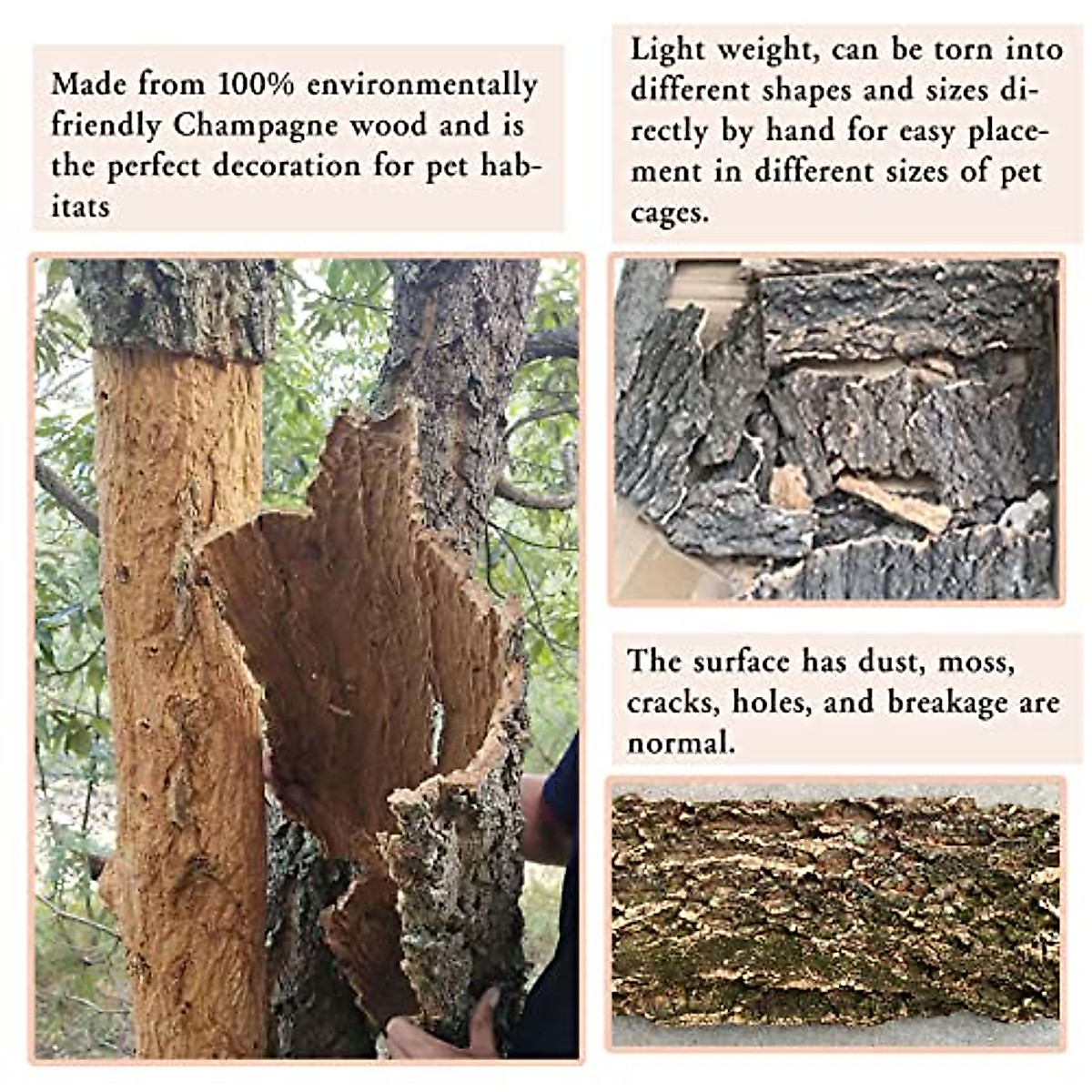 Tfwadmx Cork Tile Terrarium Background Reptile Bark Backdrop Wall Decor 3D Bearded Dragon Tank Climbing Mat Decoration for Gecko Lizard Tortoise Chameleon (2 Pack)