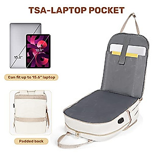 Mancro Breast Pump Bag Backpack with Insulated Pockets, Pumping Bag for Working Mom, Breast Pump Travel Bag fits for Spectra S1, S2, Medela, Large Diaper Bag Backpack with USB Charging Port, Beige