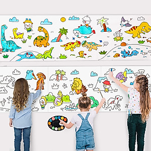 Jar Melo Dinosaur Coloring Roll for Kids -Sticky No Mess Coloring Poster for Toddlers, 118×15.74 Inches Large Coloring Tablecloth, Drawing Paper for Kids' Easel Ideal Gifts for Home Birthday Party