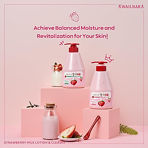 WELCOS KWAILNARA Strawberry Milk Body Lotion – Korean Body Lotion for Hydrated and Nourished Skin 560 g / 19.75 fl. oz
