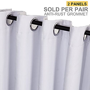 RHF 100% White Blackout Curtains for Bedroom 84 Inches Long (with Liner), White Linen Blackout Curtains for Living Room 2 Panels Set, Grommet Curtains & Drapes, Burlap Curtains- 2 Panels, 50x84