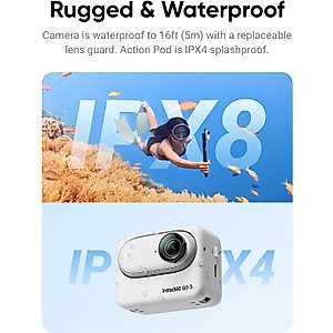 Insta360 GO 3 64GB – Waterproof Tiny Mighty Action Camera with 2.7K 2720 Video, FlowState Stabilization, AI Editing, Action Pod|Bundle Includes Mount Adapter Compatible with GoPro Mounting Ecosystem