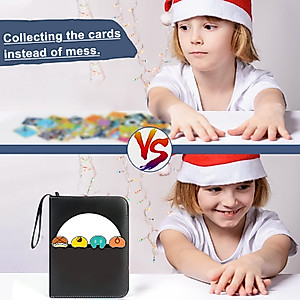 400 Cards 4-Pocket Soccer Card Binder for Cards, Zatozkar Cards Holders Album for TCG Holders with 50 Removable Sleeves Hold Cute Back Design for Trading Cards Happy New Year Gifts