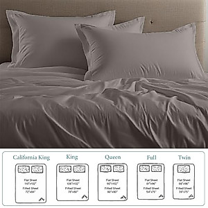 Bunny's Home King Size Sheet Set 1000 Thread Count Light Grey Sheets Egyptian Cotton Cooling Bed Sheets 17 inch Deep Pocket Fitted Sheet 1 Flat Sheet & 2 Pillow Cases 4 Piece Sateen Weave Bedding