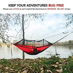 Sunyear Camping Hammock with Net & Sunyear Hammock Rain Fly Tent Tarp Provides Effective Protection Against Rain