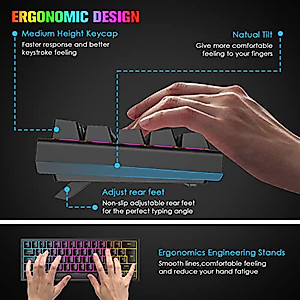 60% Gaming Keyboard and Mouse Combo with Wired RGB Backlight Mechanical Keyboard,12000 DPI Lightweight Gaming Mouse,Gaming Mouse pad for PC Gamers and Xbox and PS4 Users (Black)