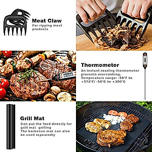 AISITIN Grill Accessories 25PCS BBQ Tools Set Stainless Steel Grilling Kit with Thermometer, Fork, Tongs and Spatula, Grill Mat - Gifts for Dad Durable, Stainless Steel Grill Tools