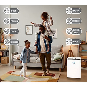 Extract-All Air Purifier and Humidifier -HEPA with 7-Stage Filtration, UV Light, 24 dB Sleep Mode, and LED Indicator For Bedroom Kitchen Removes 99.97% Bacteria Fume Extraction & Source Capture