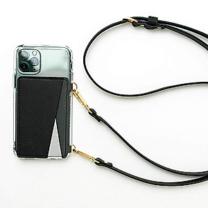 Moxyo - Crossbody Phone Wallet Strap, Stick on Wallet and Strap (Black)