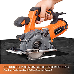 KAYRAIN Electric Circular Saw Mini Circular Saw with Blades (5”) Compact Hand Saw Max Cutting Depth 1-7/8'' (90°), Rubber Handle, 10 Feet Cord, Fit for Wood Soft Metal Plastic Cuts