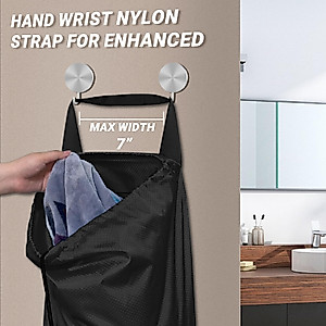 Laundry Bag with Shoulder Straps and Mesh Pocket Laundry Backpack Large Portable Laundry Hamper for College Laundromat Apartment (Black)