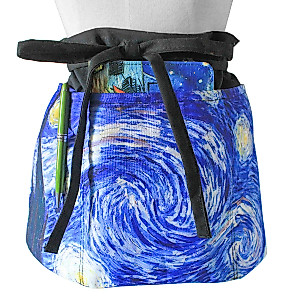 Waitress Apron with 3 Pockets,Blue Waist Server Aprons,Waiter Half Apron for Women,Serving Apron(Starry Night)