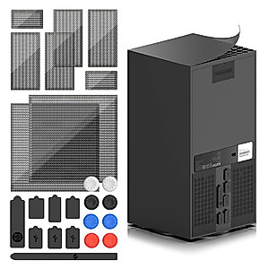 2 Pack Dust Filter Cover for Xbox Series X with Rubber Dust Plugs and Joystick Thumb Grips, YUANHOT Accessories Top Case Vent Dust Proof Filter Cover