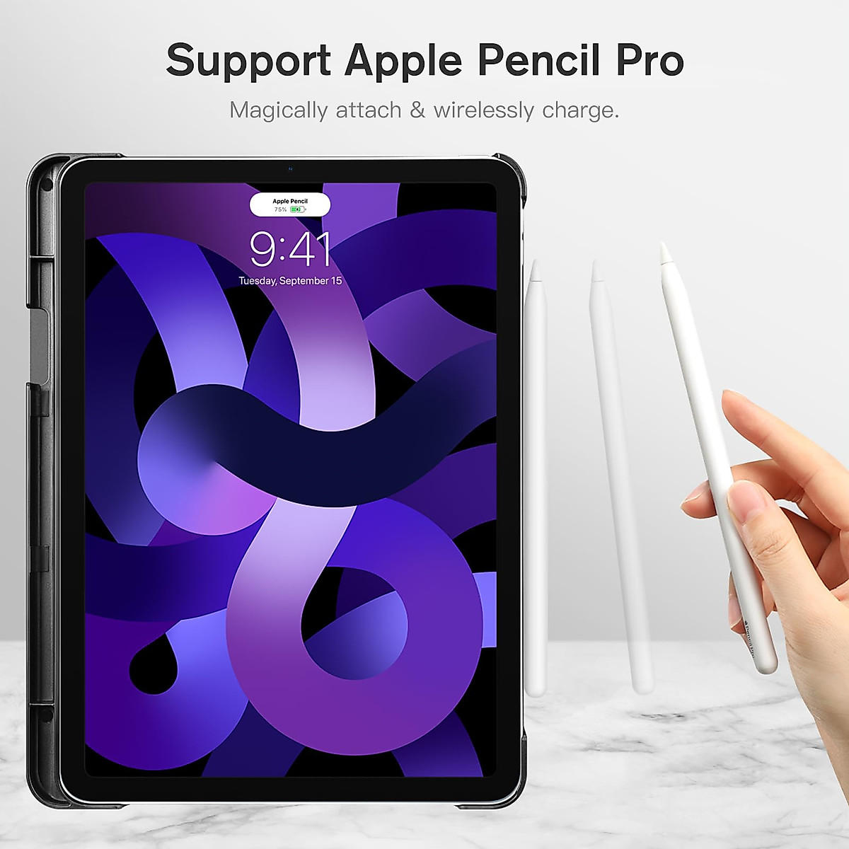 Fintie Case for iPad Air 11-inch M2 (2024), iPad Air 5th / 4th Generation (2022/2020) 10.9 Inch - SlimShell Hard Protective Back Cover with Pencil Holder, Composition Book