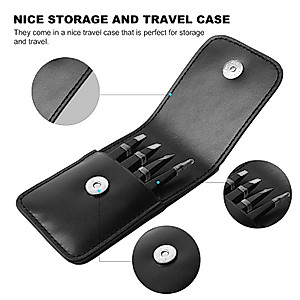Tweezers Set - KanPime Professional Stainless Steel Tweezers with Storage Case for Eyebrows, Precision Tweezers Kit for Facial Hair, Splinter and Ingrown Hair Removal (Black)