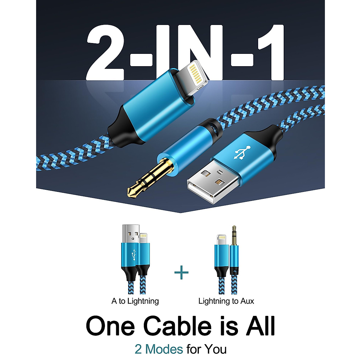 Car Aux Cord for iPhone, Lightning to 3.5mm Male Audio 2-in-1 MFI Certified 4ft Auxiliar & Charging Cable for Car/Home Stereo Speaker Headphone Compatible with iPhone 14 13 12 11 Pro Max XR X 8 Plus