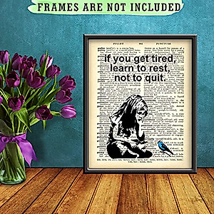 Banksy Wall Art Set - Motivational Graffiti Street Art Positive Inspirational Quotes Encouraging Poster for Living Room Teens Bedroom Home Office Decor - Unframed 8 x 10 Dictionary Prints