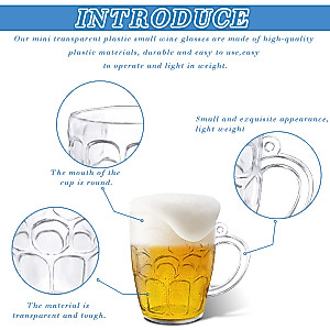 DOERDO 25Pieces Mini Beer Glasses Clear Plastic Mug Shot Small Juice Cups Tasting Glasses for Beer Festival Outdoor BBQ, Outdoor Picnics, or Oktoberfest, 0.2oz