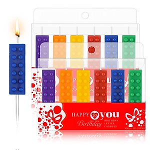 Riyiper Building Block Party Candles, Birthday Cake Candles Building Block Pick Birthday Supplies Cake Topper Novelty Candle for Building Block Party Themed Birthday Decoration Favor, 6 Colors