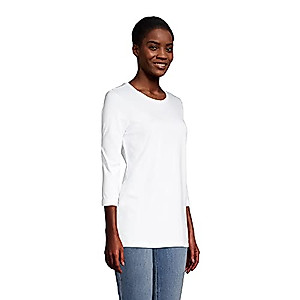 Lands' End Womens 3Q Cotton Supima Crew Neck Tunic White Plus 2x
