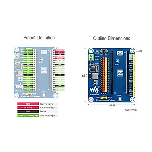 TOP1 Waveshare Raspberry Pi Pico Servo Drive Expansion Board Support 16 Channels 16-bit Resolution Standard Servo Interface 5V Voltage Regulator Chip