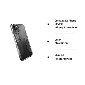 Speck Products Presidio Perfect-Clear with Grip iPhone 11 PRO Max Case, Clear/Clear (136509-5085)