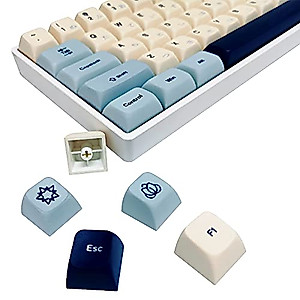 AHHC PBT Keycaps, Japanese Custom Keycaps, XVX Profile Keycaps Full Set for Cherry MX Switches Mechanical Keyboards, Thick Keyboard Keycaps with Key Puller (Blue)