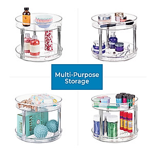 InterDesign Linus Two-Tier Lazy Susan Turntable Spice Organizer Rack for Kitchen - 9", Clear/Chrome