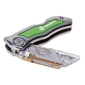 Greenlee 0652-22 8.9" Folding Utility Knife with Retractable 3-Position Serrated Blade, Silver/Green