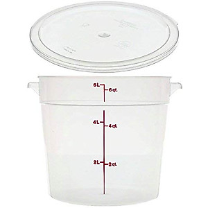 Cambro Camware Bundle 6 &12 Quart Translucent Round Food Storage Containers with Lids and Free Scraper