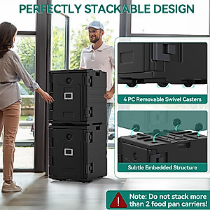 YITAHOME Insulated Food Pan Carrier, 82 Qt LLDPE Hot Box for Catering w/Stainless Steel Pan, Portable Food Warmer Box for 5 Full-Size Pans, Ideal for Restaurant Family Gathering