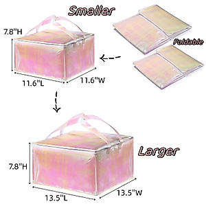 Lyellfe 6 Pack Cooler Bags Insulated, Waterproof Reusable Grocery Shopping Bag with Zipper, Portable Glossy Pink Food Delivery Bag for Take Outs, Picnic