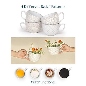 DOWAN 24oz Coffee Mugs, Large Soup Mugs with Handle for Enjoying Coffee, Soup, Ramen and Cereal at Home or in the Office. (Mug set of 4)