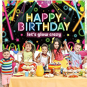 Neon Birthday Party Decorations Supplies Let Glow Party Banner Backdrop Decorations Neon Glow Themed Birthday Party Photo Booth Props Sign Supplies Indoor and Outdoor