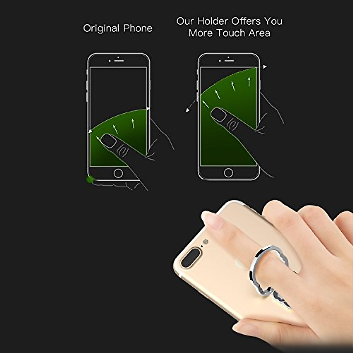 homEdge Cell Phone Skull Ring Grip, Set of 4 Packs 360° Adjustable Finger Ring Holder, Suitable for Magnetic Car Mount Kickstand for Cell Phone-Black and White