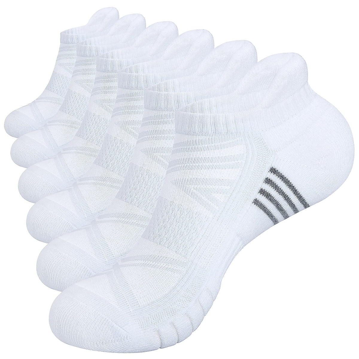 TANSTC Socks for Women & Men 6 Pairs, No-Show Running Socks, Ankle Socks Athletic Cushioned Breathable Low Cut Tab With Arch Support