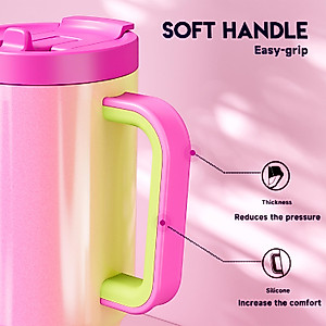 Meoky 32 oz Tumbler with Handle and Flip Straw, 100% Leakproof Tumbler with Lid and Straw, Stainless Steel Insulated Cup, Cupholder Friendly, Keeps Cold for 24 Hours (Carnival)