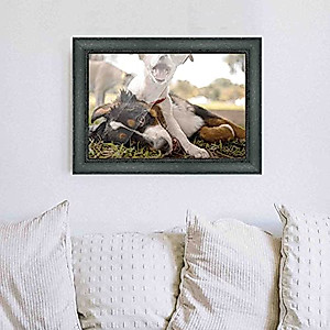19x20 Frame Black Real Wood Picture Frame Width 2 Inches | Interior Frame Depth 0.5 Inches | Beaded Black Distressed Photo Frame Complete with UV Acrylic, Foam Board Backing & Hanging Hardware