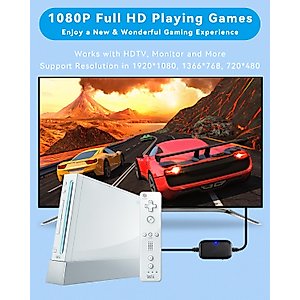 Wii to HDMI Adapter Cable [1080P/720P] Wii HDMI Picture Quality Upscaler Resolution Enhancer Wii 2 HDMI Converter Supports All Display Modes Compatible with Wii/Wii U Console (6.56FT, Plug & Play)