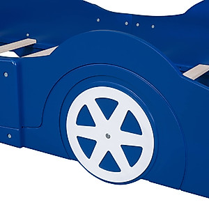 CITYLIGHT Twin Size Car Beds for Boys Race Car-Shaped Twin Bed Frame with Wheels Wooden Kids Car Twin Bed for Boys with Slat Support for Child's Bedroom (Twin,Blue)