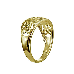 Hoops & Loops Yellow Gold Flashed Sterling Silver High Polished Filigree Celtic Knot Ring, Size 8