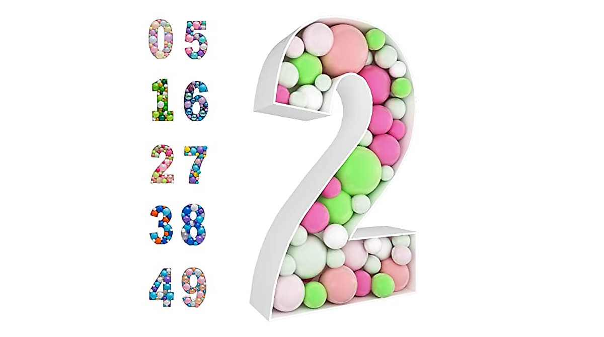 3FT Mosaic Balloon Frame Number 2 DIY Kit for Party Decor