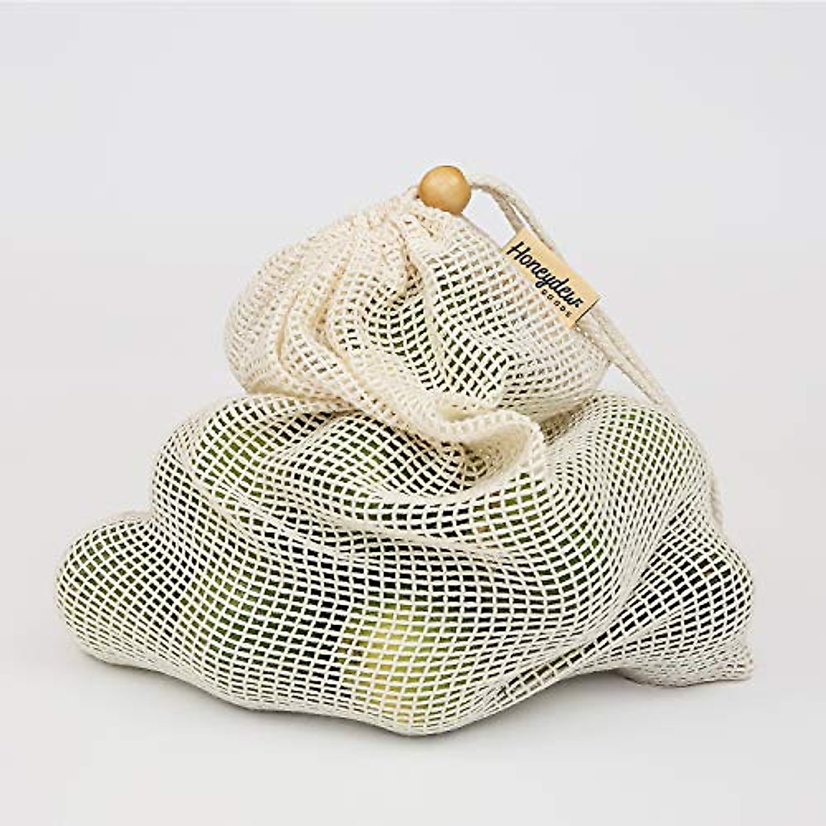 Organic Cotton Shopping Bags - Washable and Strong- Set of 8 - Food Storage and Produce Bags