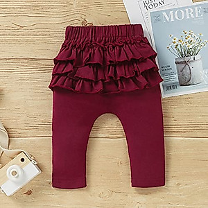 Dimoybabe Baby Girl Clothes Infant Outfits Set 3 Pieces Long Sleeve Sweatshirt Love Heart + Ruffle Pants + Headband 3-6 Months, Red