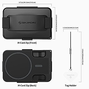 Sinjimoru Secure Magnetic Wallet as Phone Grip Stand for MagSafe Wallet, Cell Phone Wallet Stick On with Phone Kickstand & Phone Grip Holder for iPhone 14 13 12 Series. M-Card Zip Black