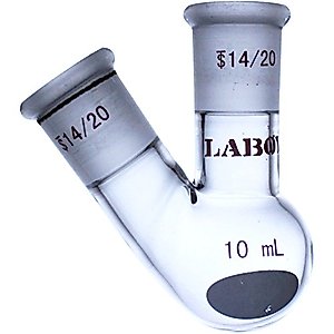 Laboy Glass 10mL 2 Neck Round Bottom Boiling Flask with 14/20 Center & Side Joint Angled Apparatus Organic Chemistry Lab Glassware