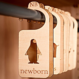 Baby Clothes Wood Size Dividers – 8 Double Sided Baby Closet Dividers - Organize Your Clothes with Baby Hangers for Nursery - Range of Newborn to 24 Months - Closet Dividers for Boys & Girls