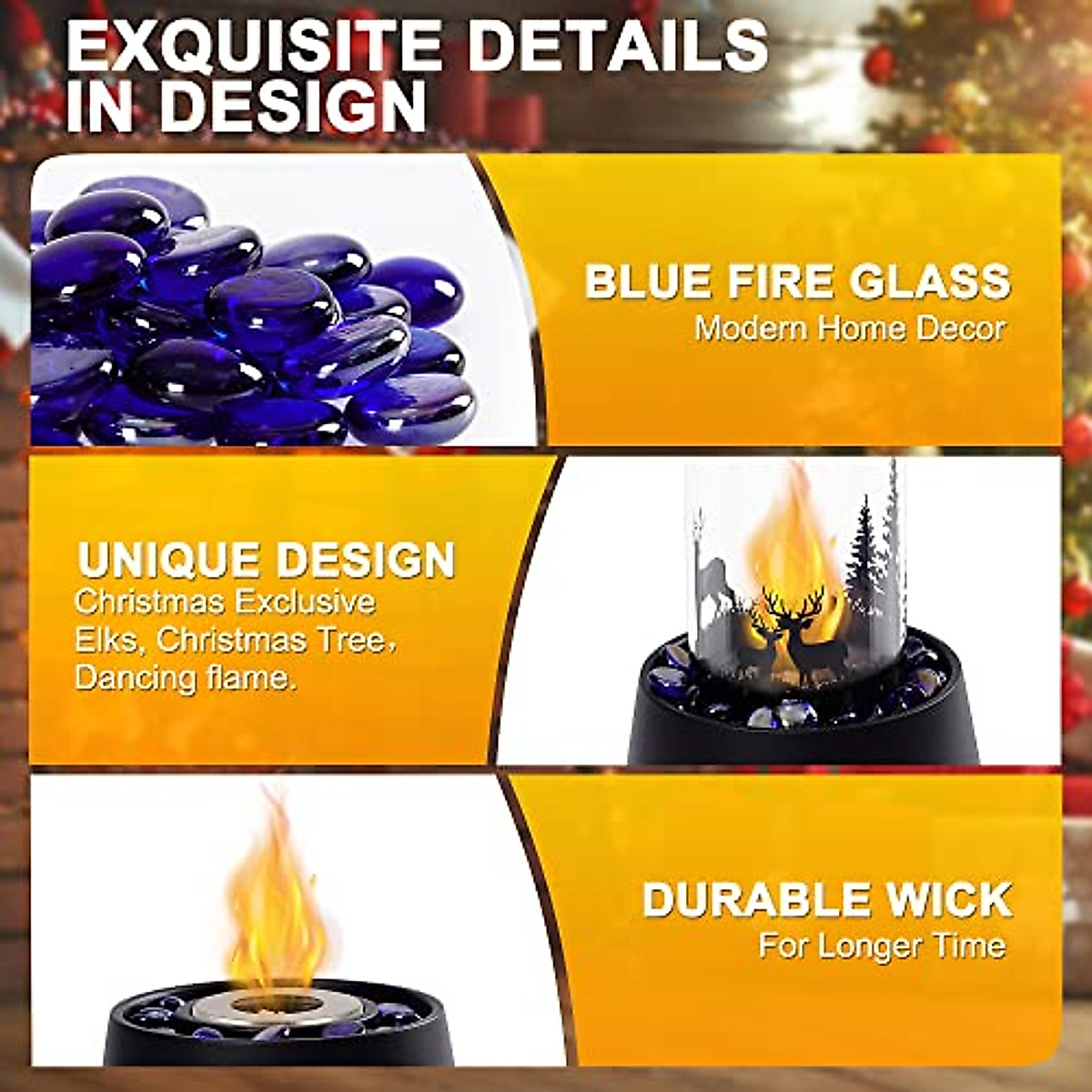 STAR PATIO Tabletop Fire Pit - Fire Bowl with Fire Glass, Ethanol Fire Pit, Unique Design Mini Personal Fireplace for Indoor & Garden - Bio Ethanol Fuel, Decor Birthday Gifts, FB001